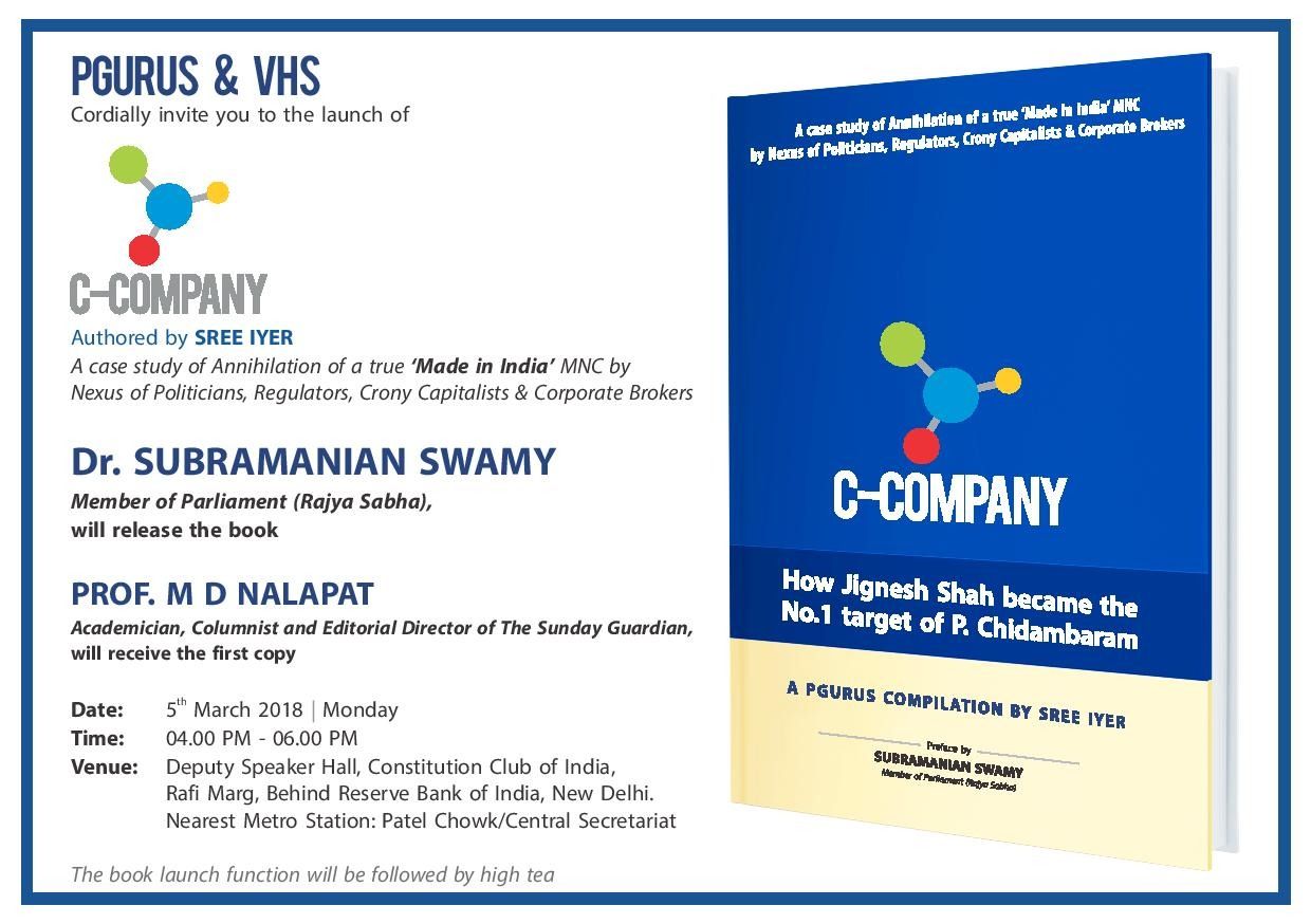 New Delhi Event: Book Launch 'C-Company' by Dr Subramanian Swamy - PGurus
