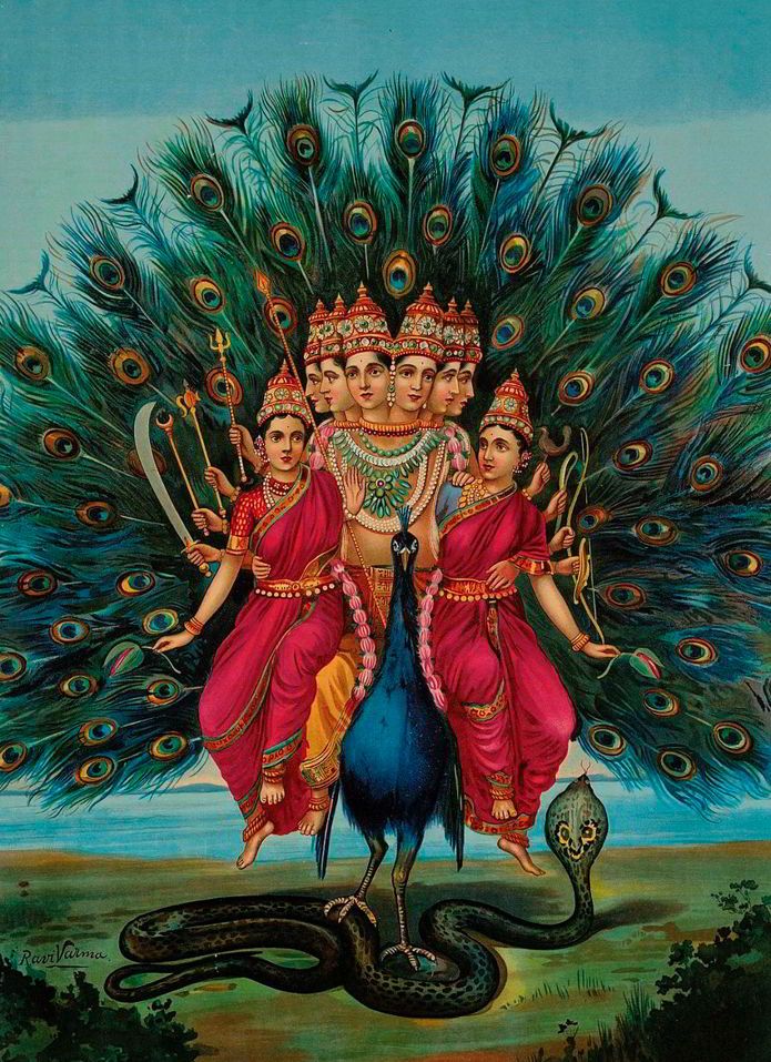 Skanda with his consorts (Painting by Raja Ravi Varma) - PGurus