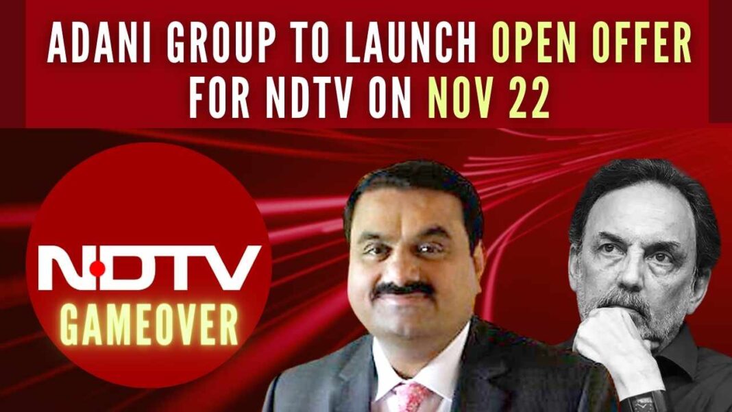 Adani’s Open Offer to buy 26% more shares in NDTV starts on November 22 ...