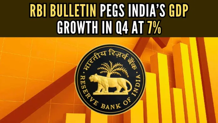 RBI Bulletin Pegs India’s GDP Growth in Q4 at 7%
