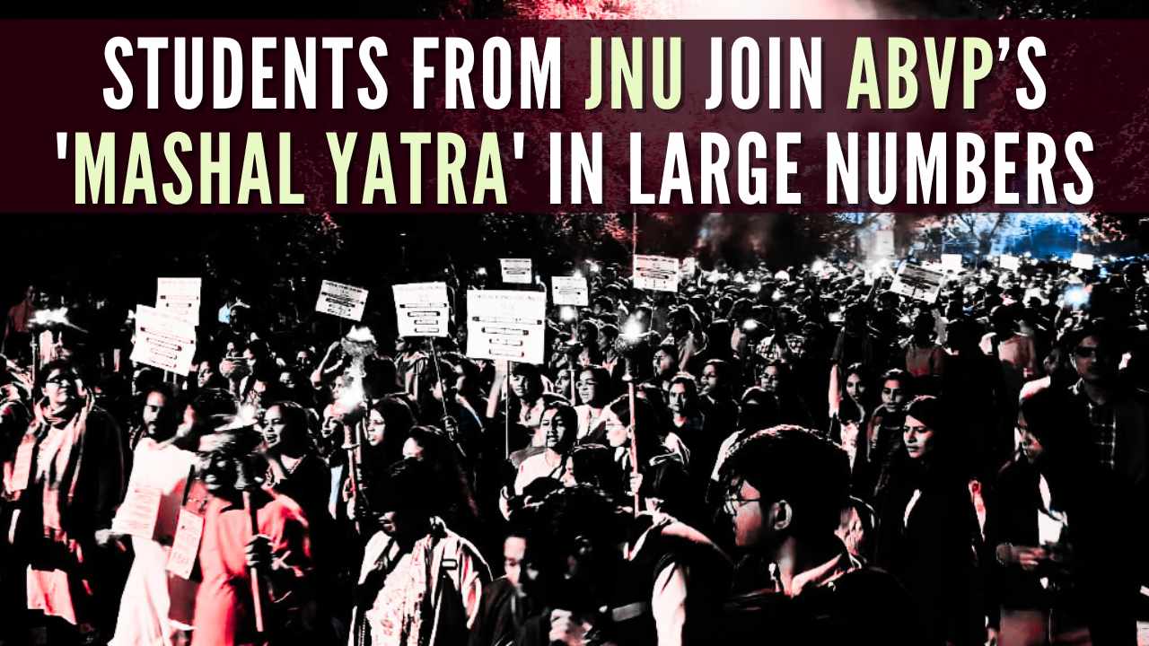 Large Number of Students Join ABVP’s ‘Mashal Yatra’ at JNU