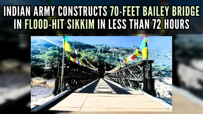 Indian Army Builds 70-Feet Bailey Bridge on Gangtok's Dikchu-Sanklang